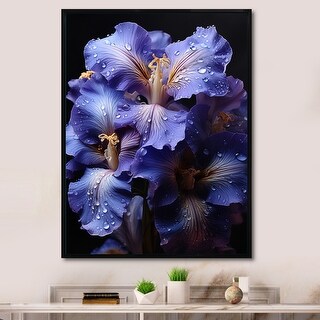 Designart "Purple Majestic Iris Black II" Irises Framed Wall Art Living Room - Bed Bath & Beyond ...